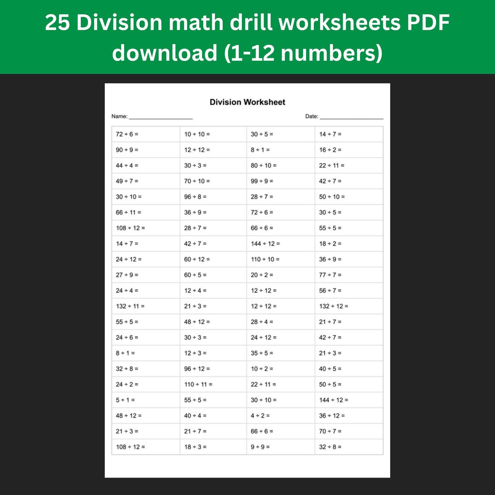 25 Printable Division Worksheets PDF Download, Fill in the Blanks ...