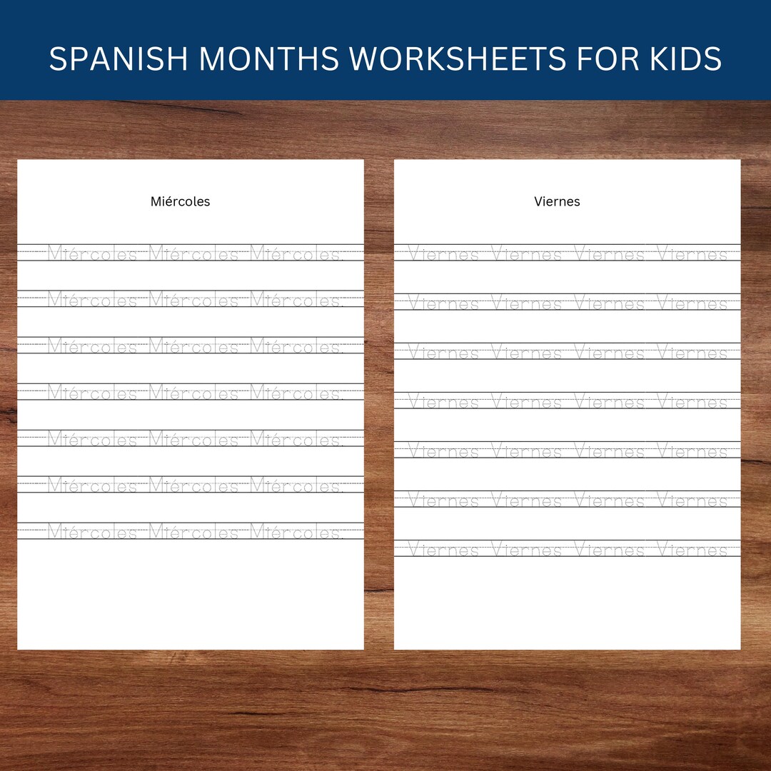 Spanish Days of the Week Tracing Worksheets / Tracing Printable for Pre ...