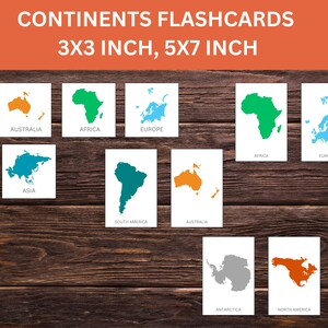 Continents Flashcards, Continent Map Flash Playroom Educational Poster ...