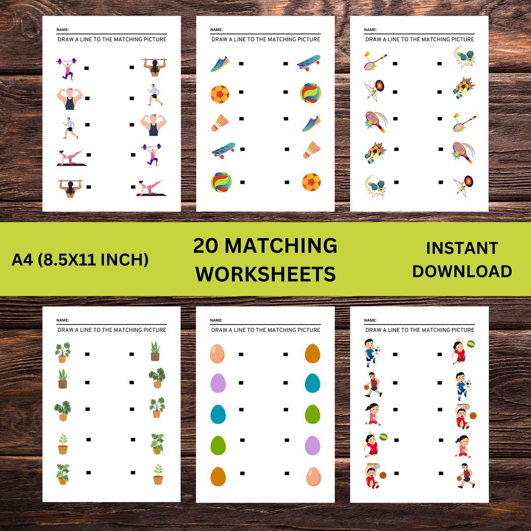 Printable Matching Worksheets, Match the Picture, Kindergarten ...