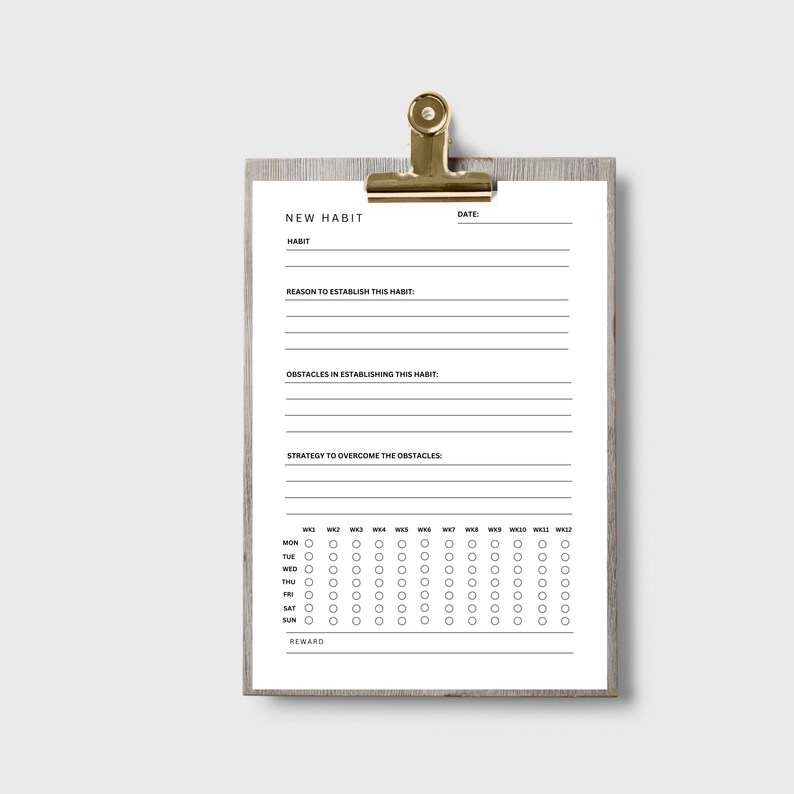 Printable Build a New Habit Planner, 12 Week Habit Tracker Journal, New ...