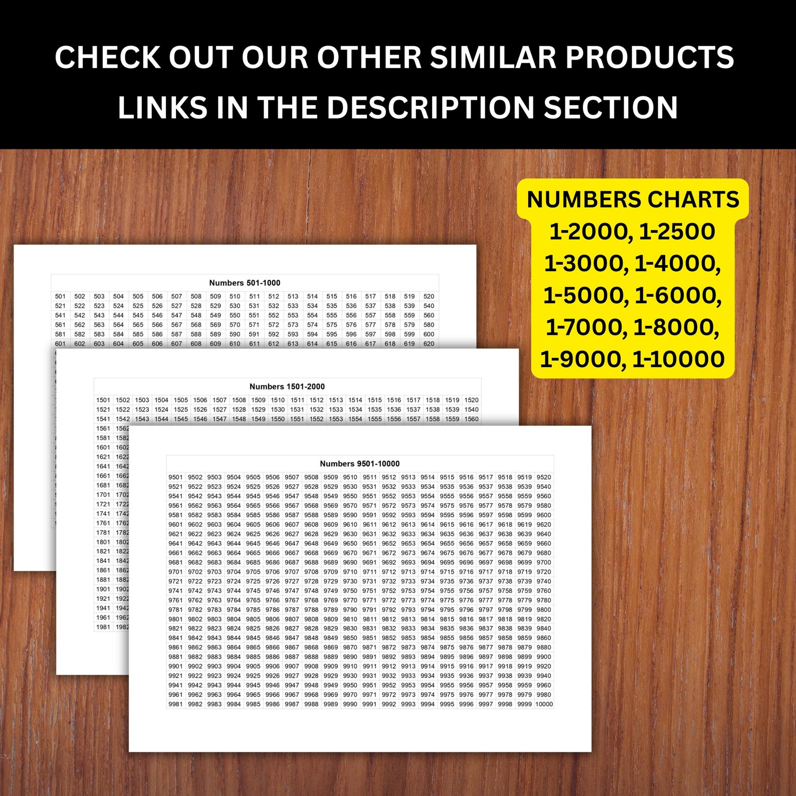 Number Chart 1-1000 | Numbers 1 to 1000 Printable | Numbers and ...