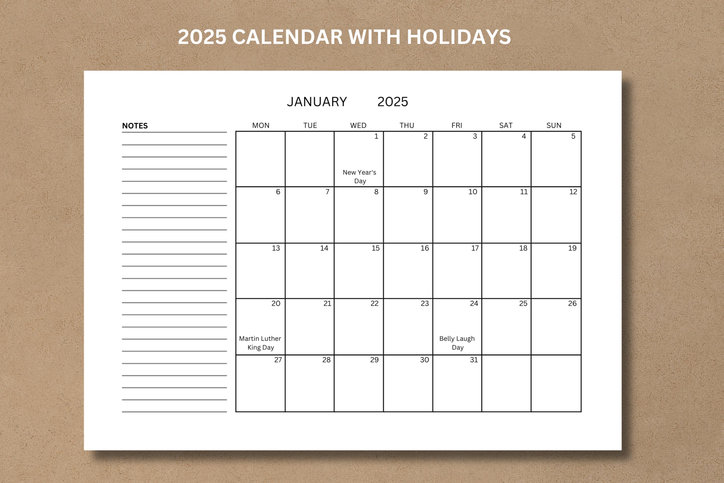 Printable 2025 Monthly Planner With Holidays, Monthly Organizer, Month ...