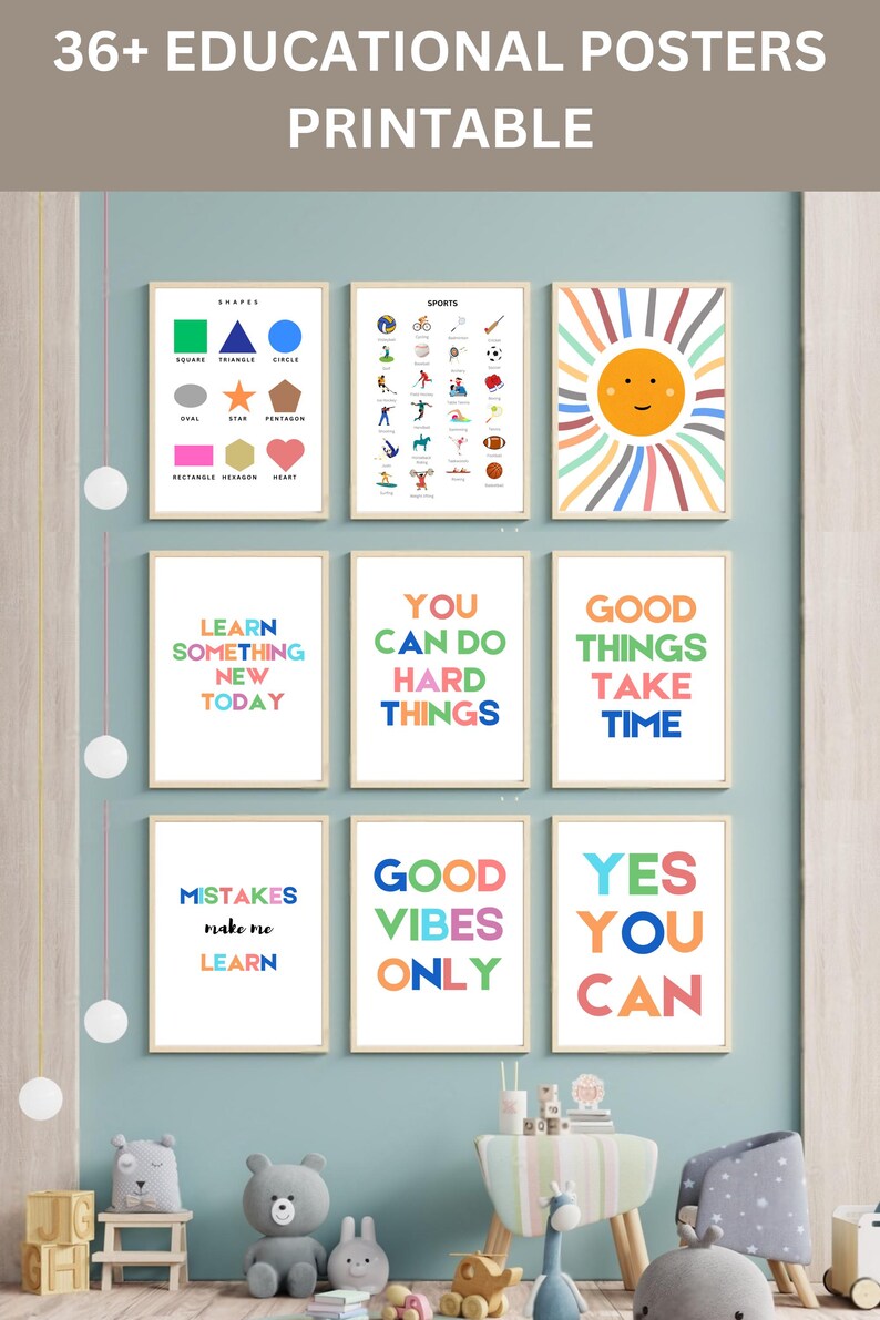 38 Classroom Decor Bundle Set, English Homeschool Educational Posters ...
