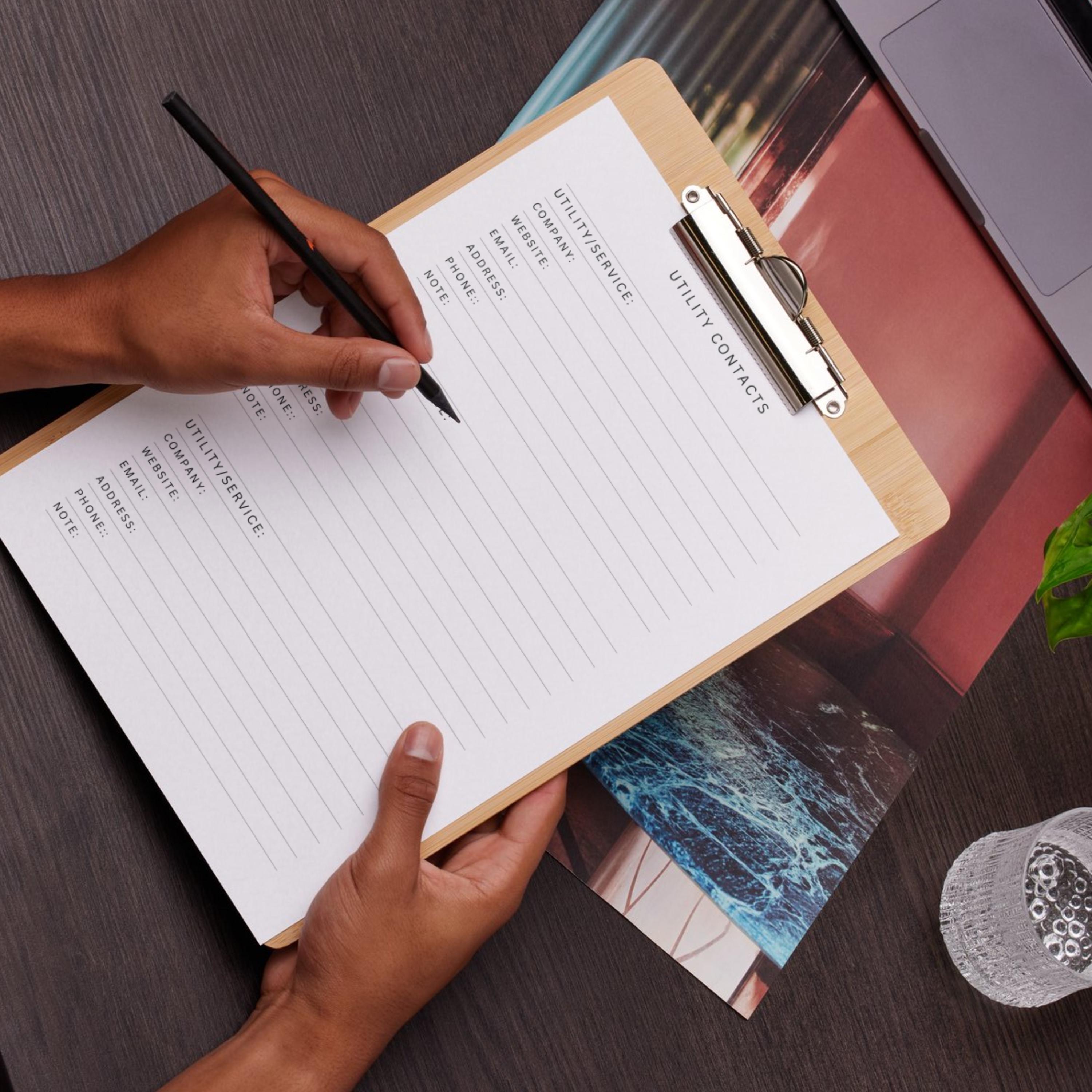 Printable Utility Contacts Template, Service Provider Contact List ...