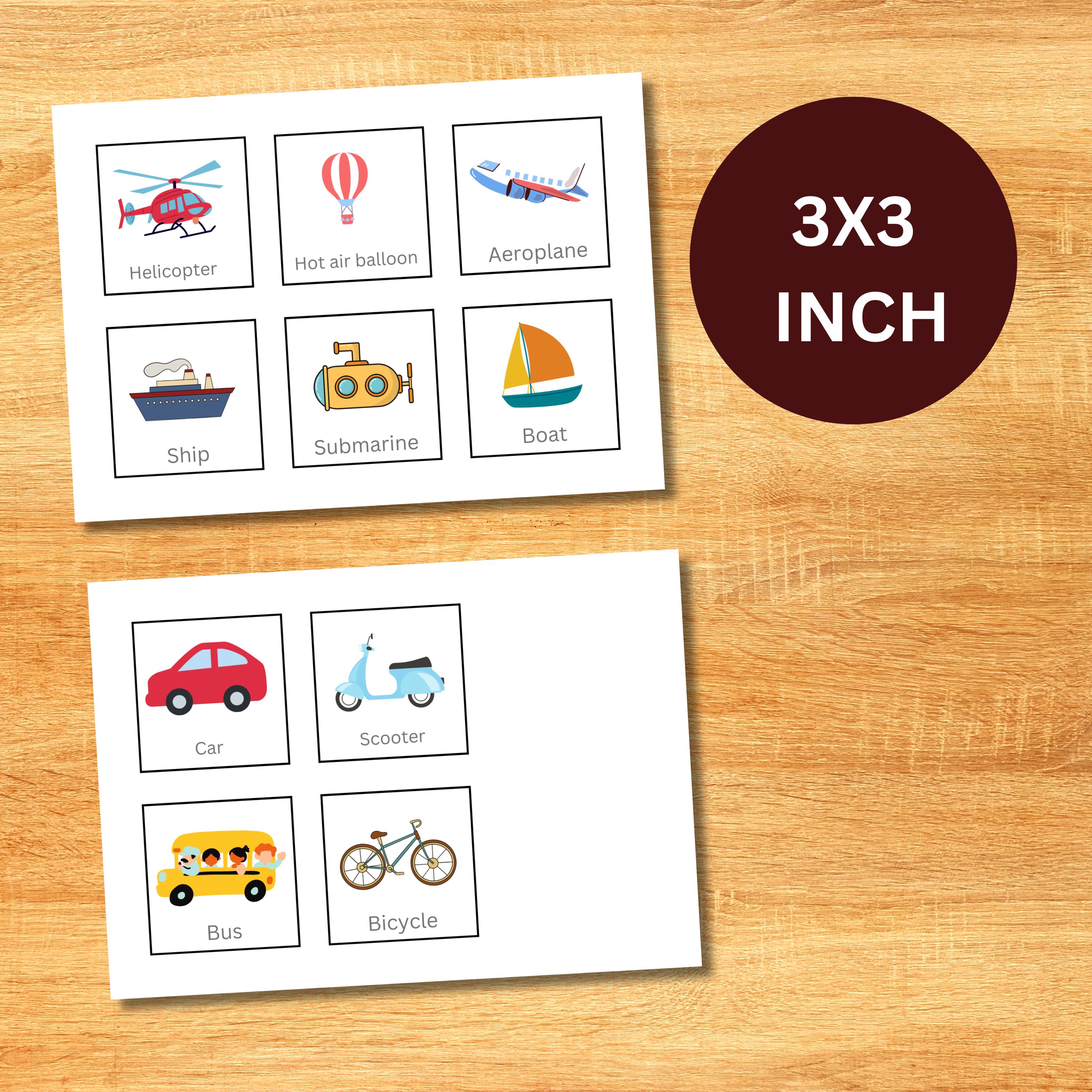 Transport Vehicles Flash Cards, Preschool Transport Flash Cards ...