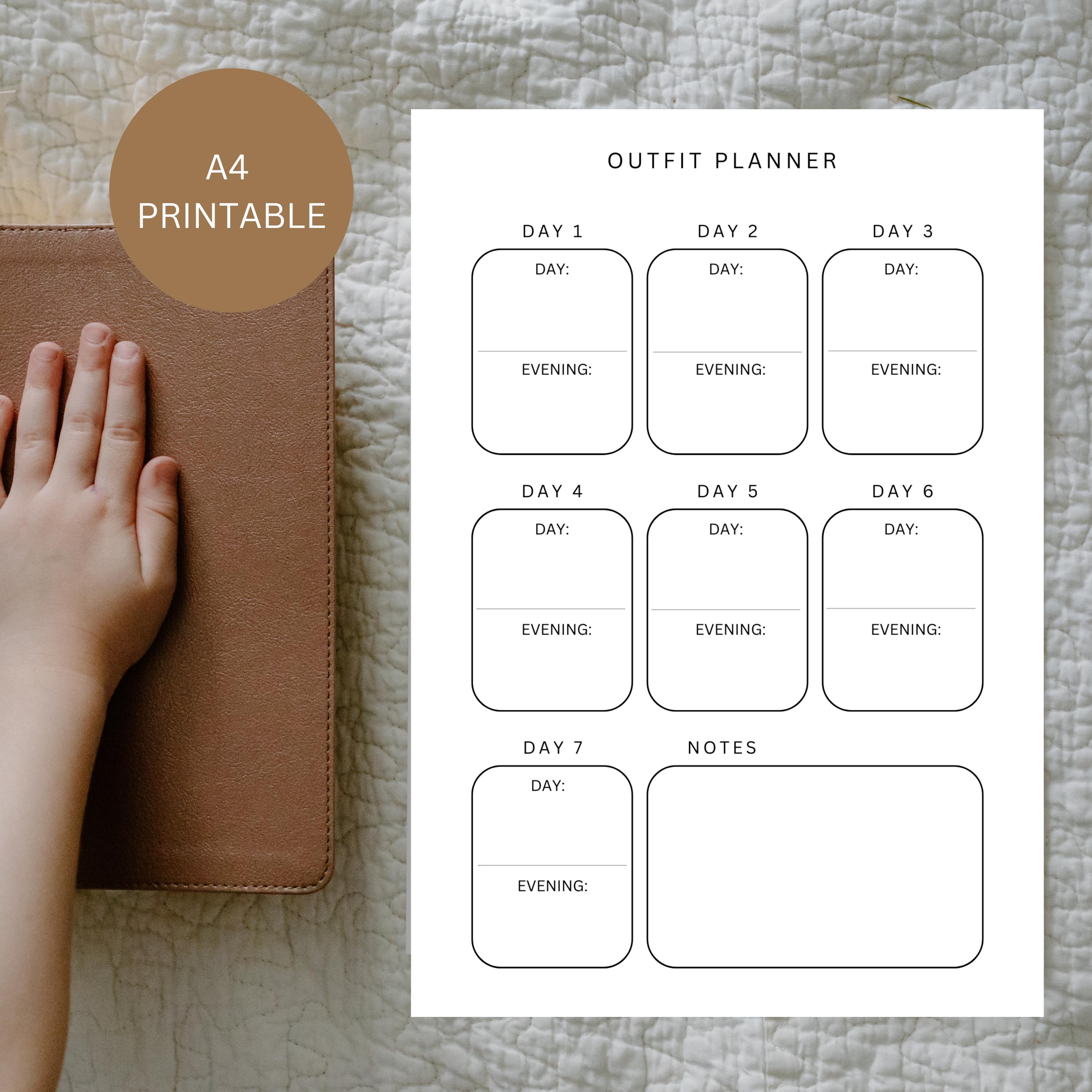 Weekly Travel Outfit Planner Printable Template, Daily Outfit Planner ...