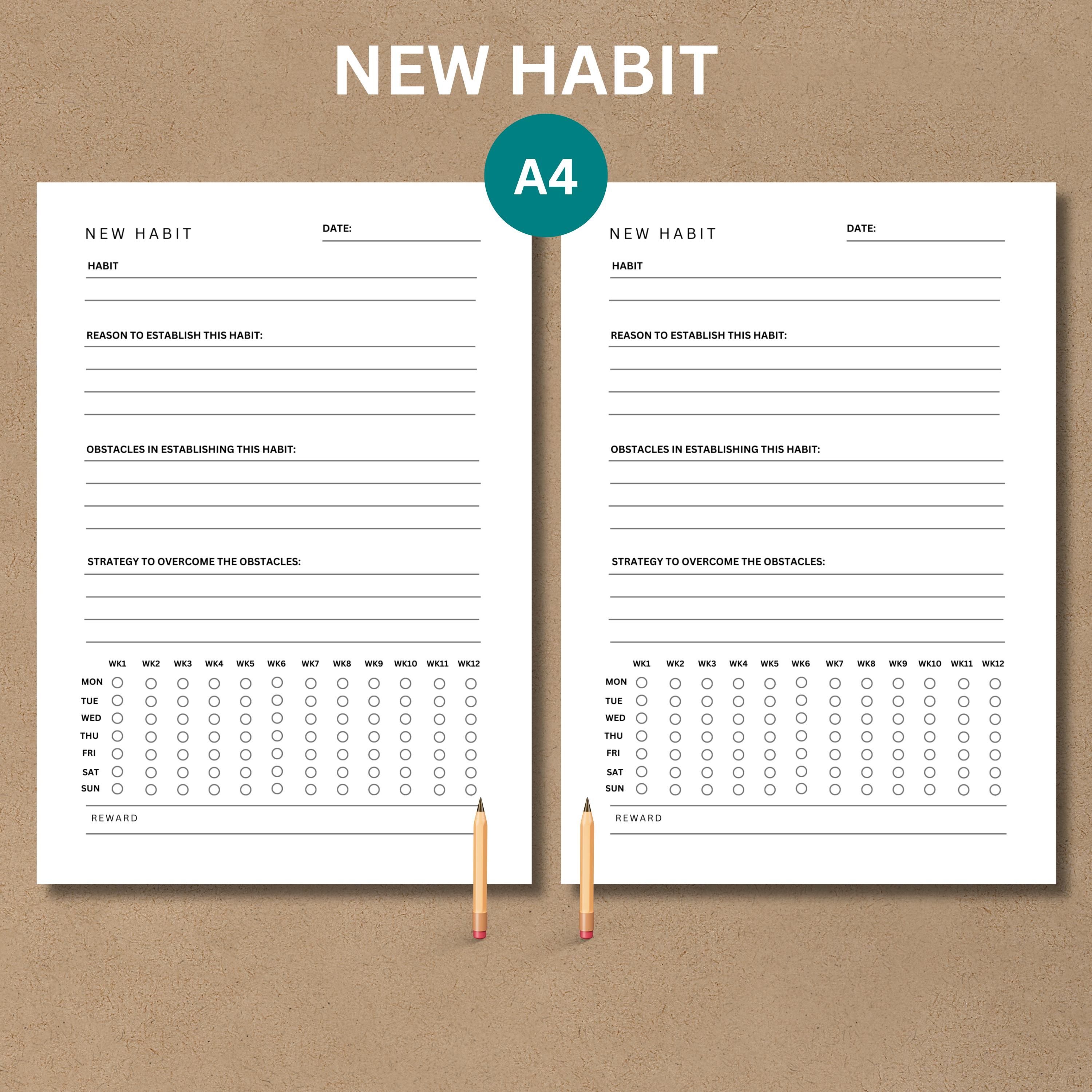 Printable Build a New Habit Planner, 12 Week Habit Tracker Journal, New ...