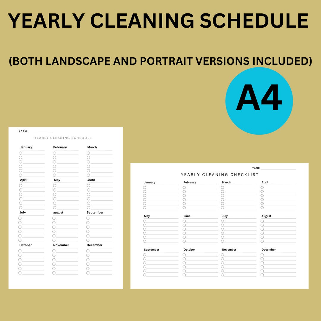 Yearly Cleaning Schedule Template Printable Instant Download Cleaning ...