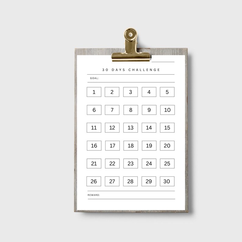 Printable 30 Day Challenge, Goal Setting, Progress Tracker, Habit ...