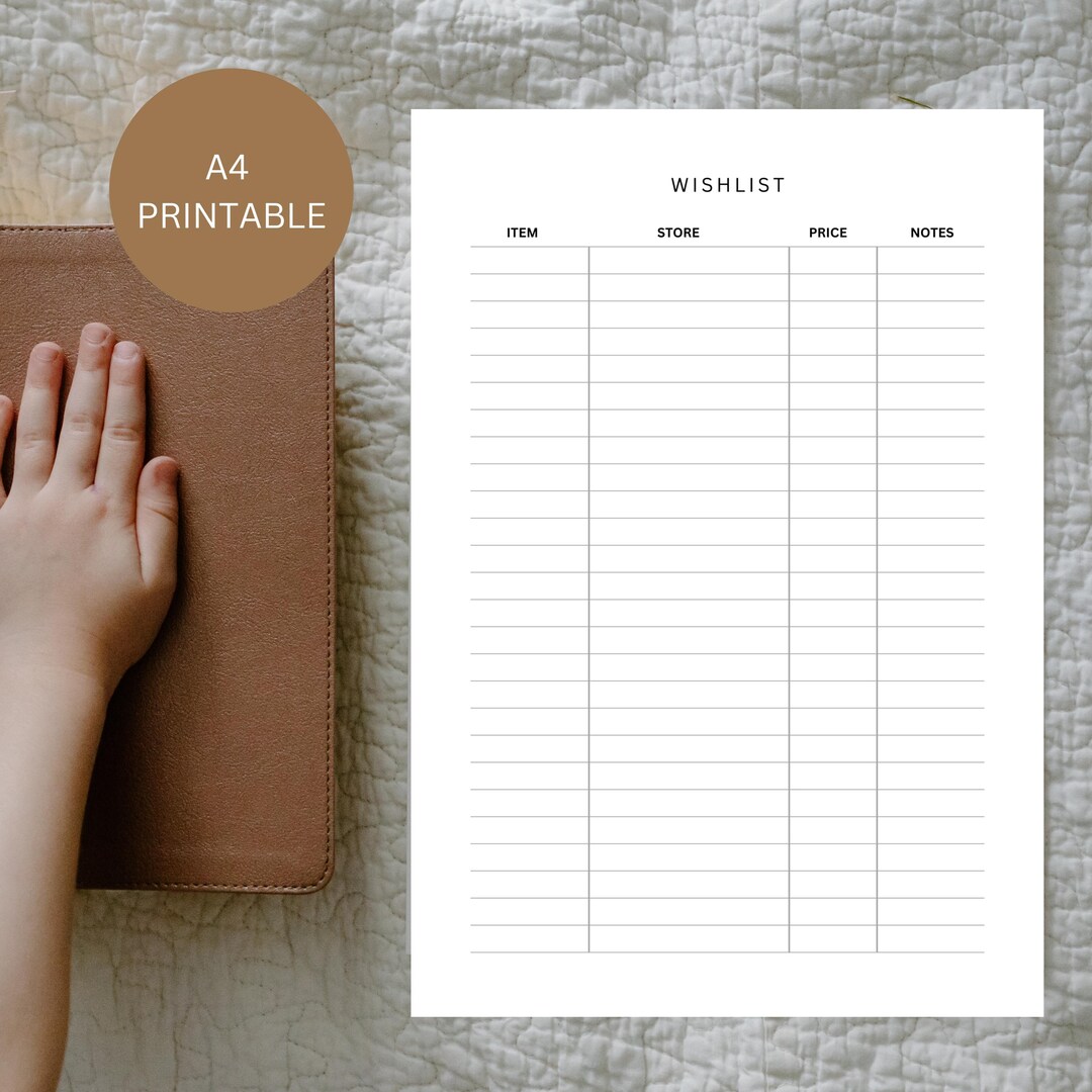 Printable Simple Wishlist Page Printable & Fillable, Holiday Wishlist ...
