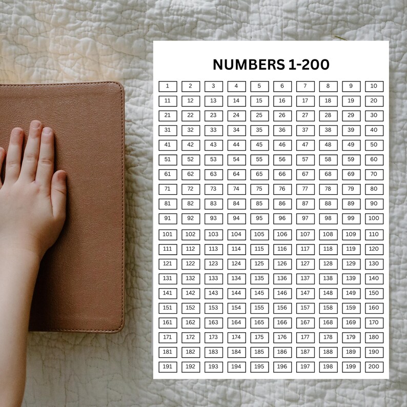 Number Chart 1-200 Numbers 1 to 200 Printable Numbers and Counting Math ...