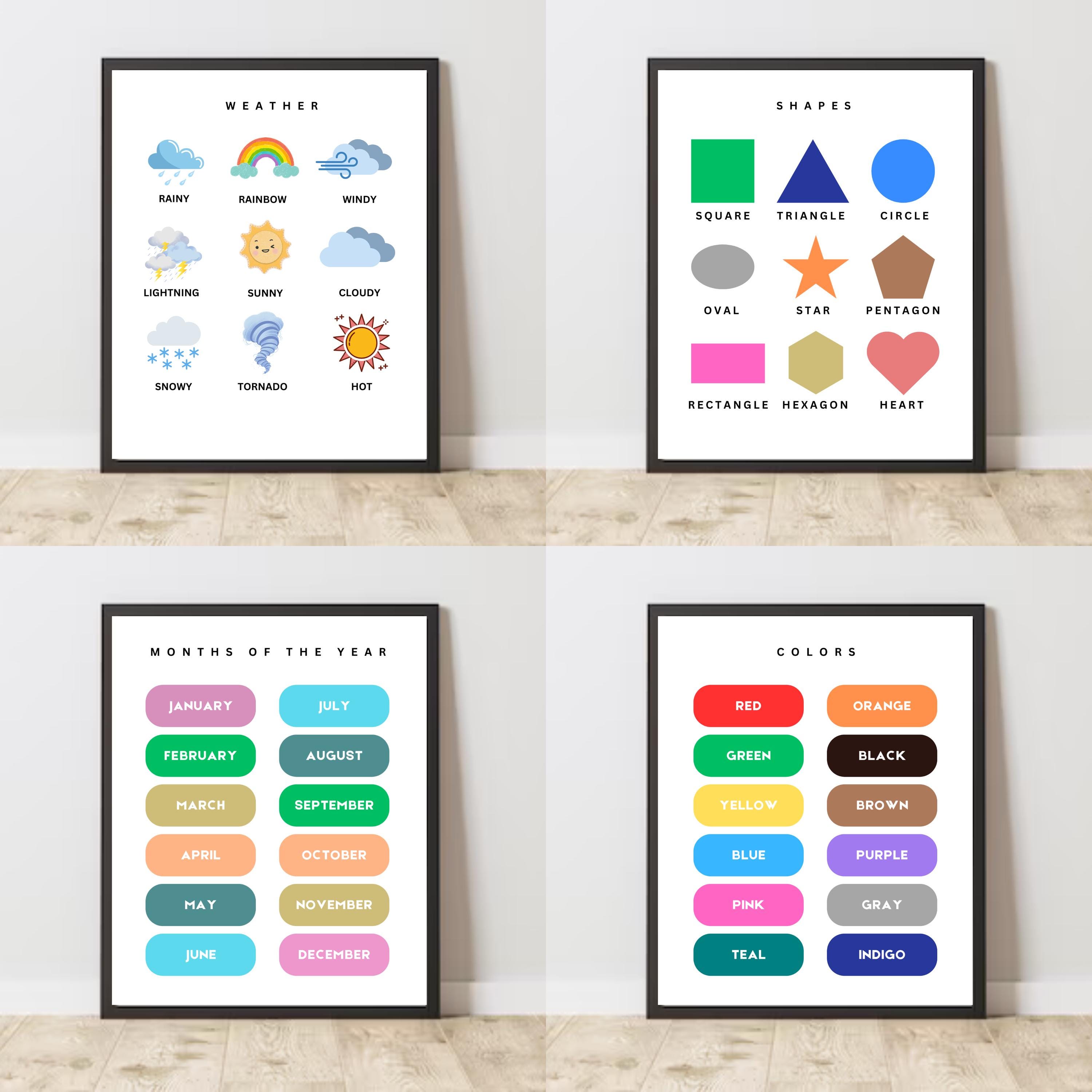 Educational Posters Set, 15 Homeschool Prints, Montessori Classroom ...
