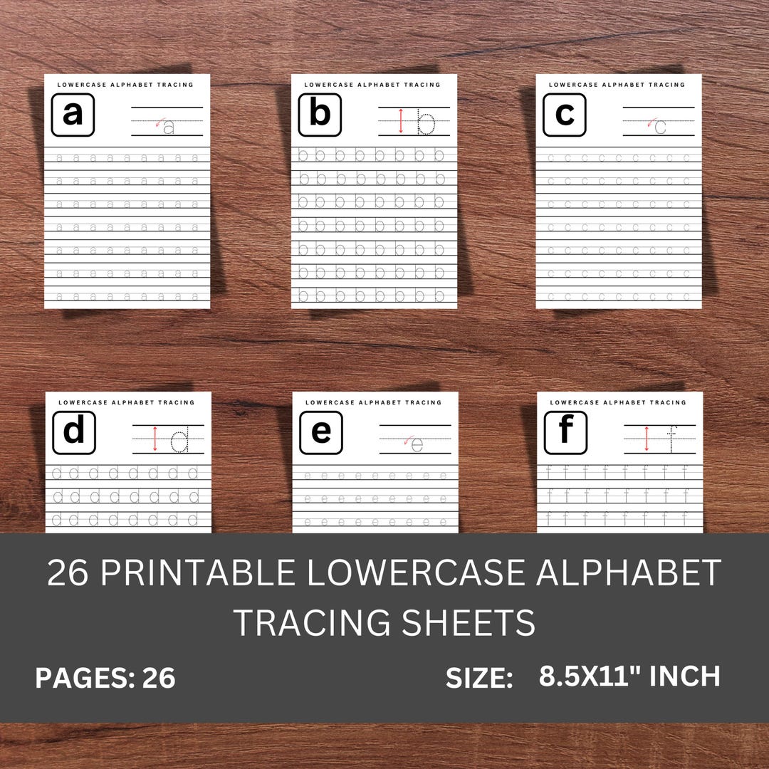 26 Printable Lowercase Alphabet Tracing Worksheets. Preschool ...