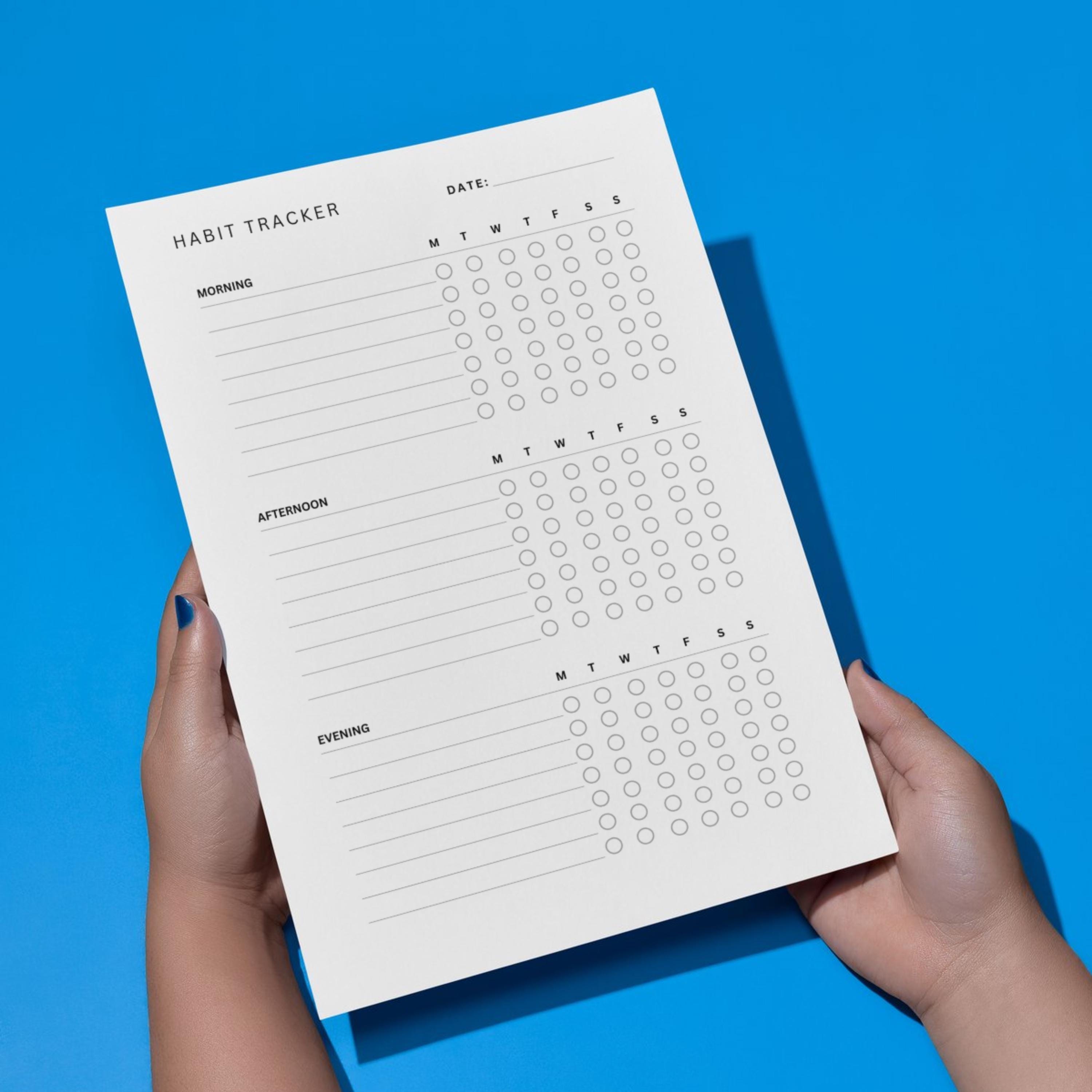Printable Daily Habit Tracker Fillable, Daily Routine Planner, Monthly ...