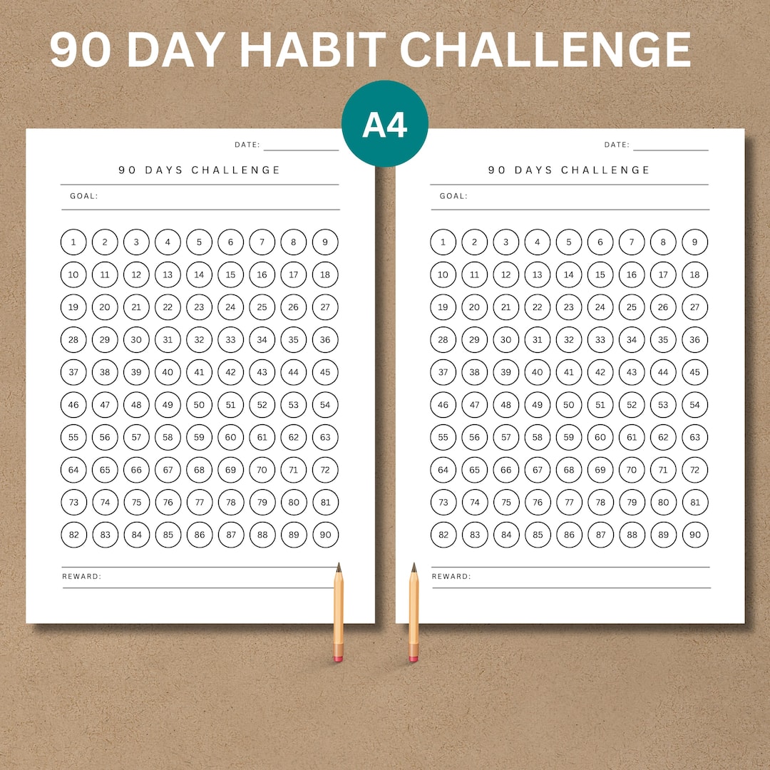 Printable 90 Day Challenge, Goal Setting, Progress Tracker, Habit ...