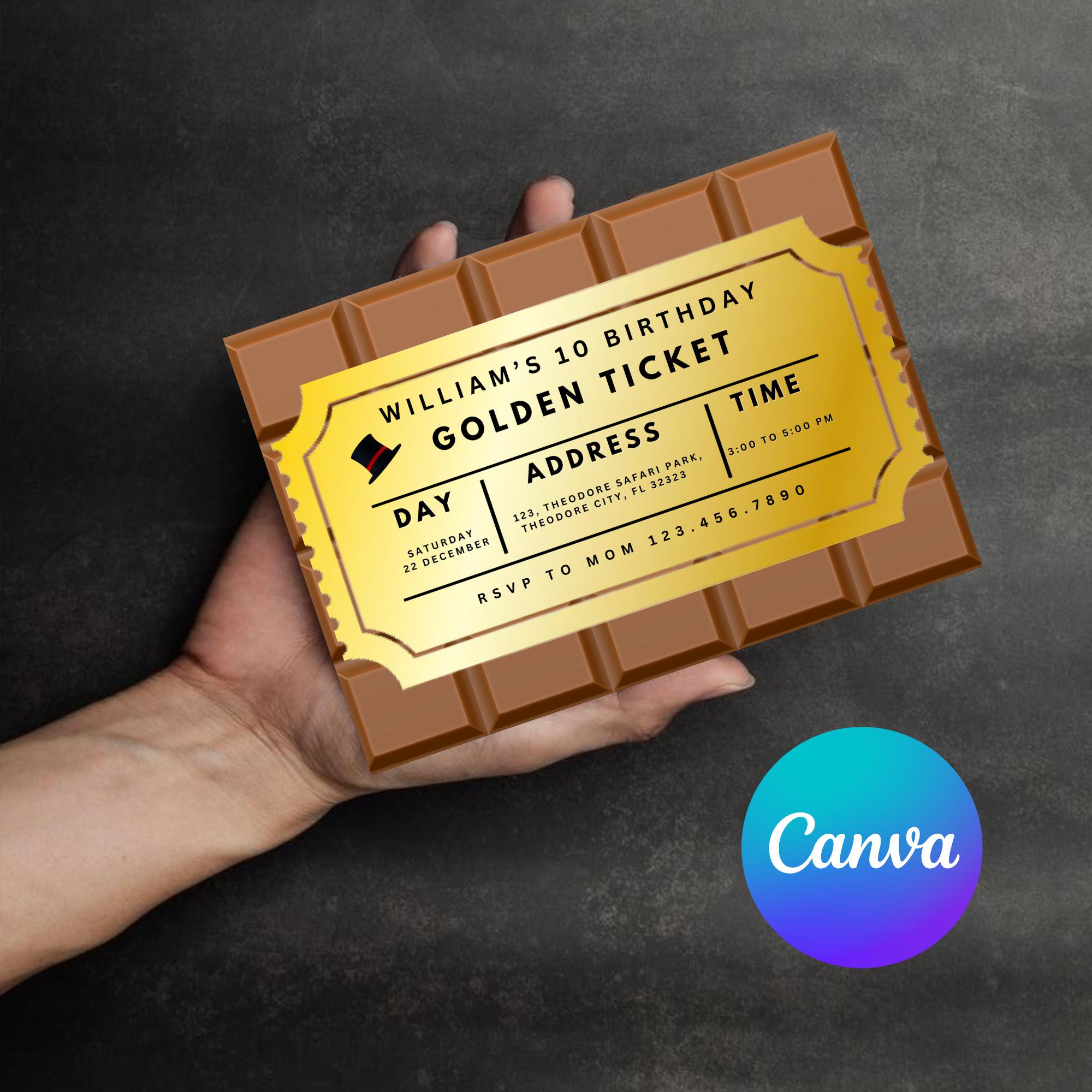 Golden Ticket Inspired Charlie Factory Birthday Invitation Editable ...