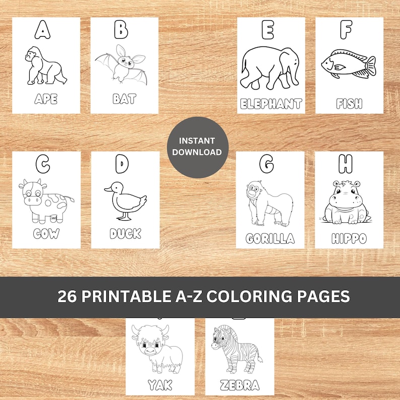 26 ABC Printable Alphabet Coloring Pages, Kindergarten Activity ...