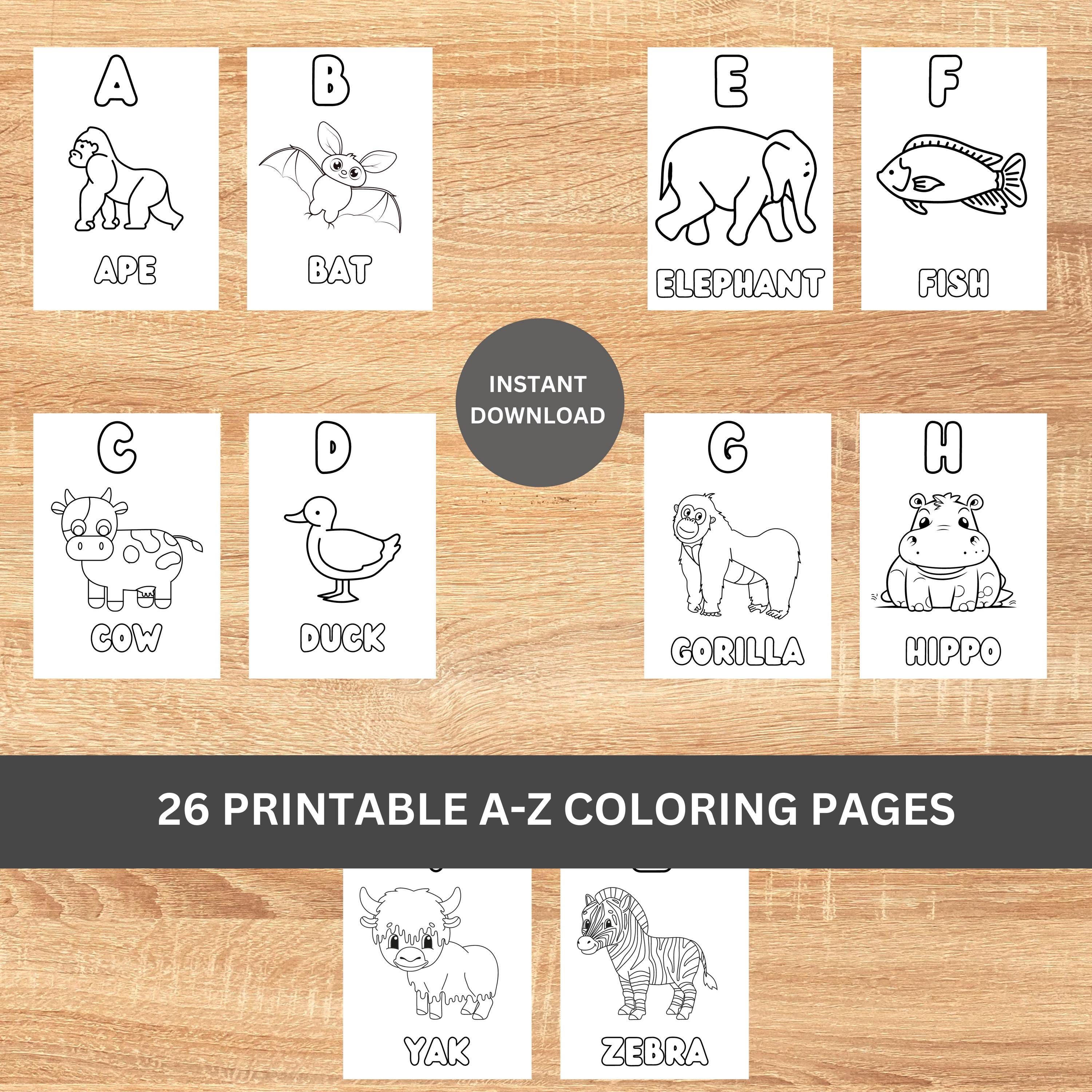 26 ABC Printable Alphabet Coloring Pages, Kindergarten Activity ...