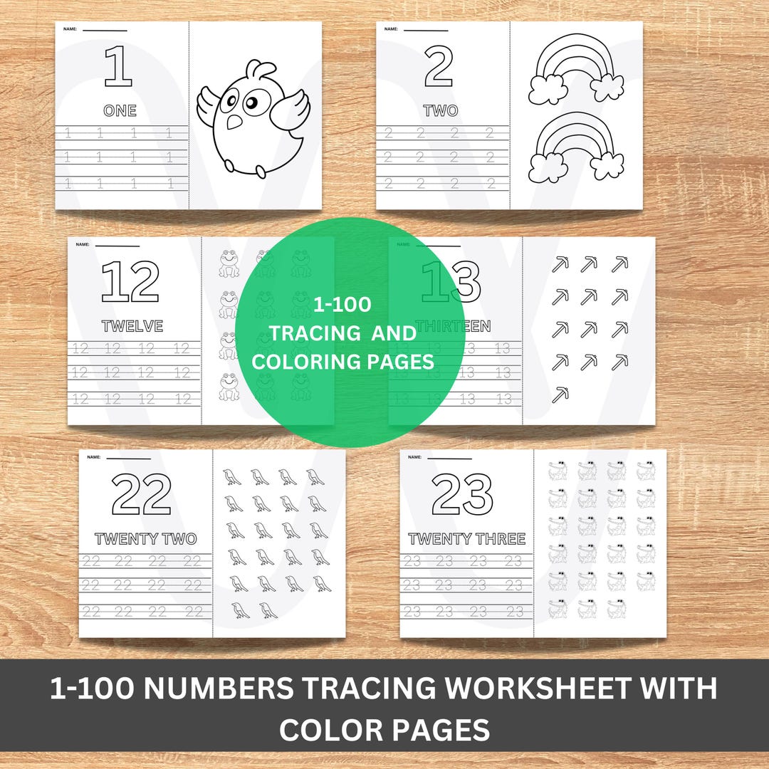 1-100 Numbers Writing Tracing Worksheets, Traceable Numbers, Preschool ...