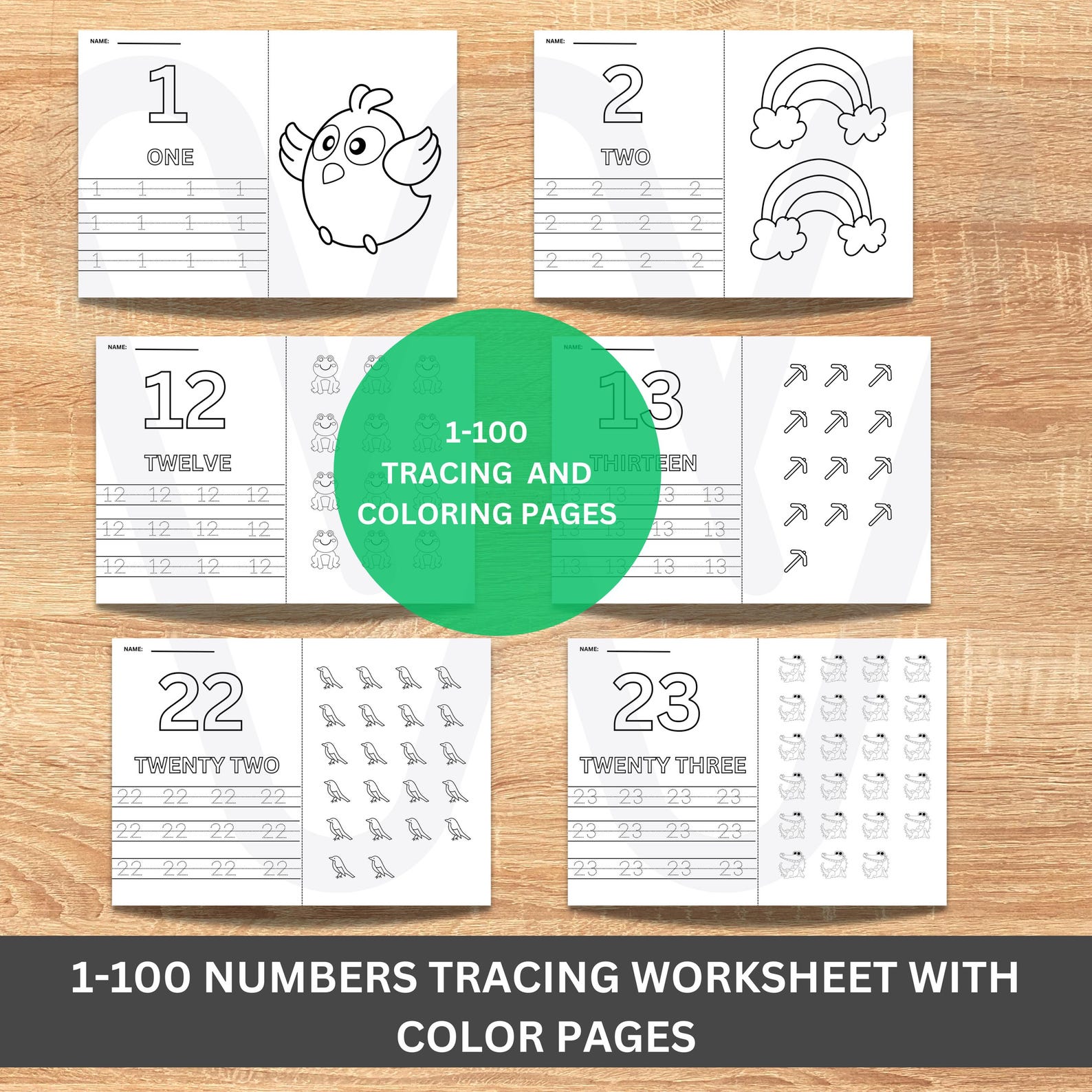 1-100 Numbers Writing Tracing Worksheets, Traceable Numbers, Preschool ...