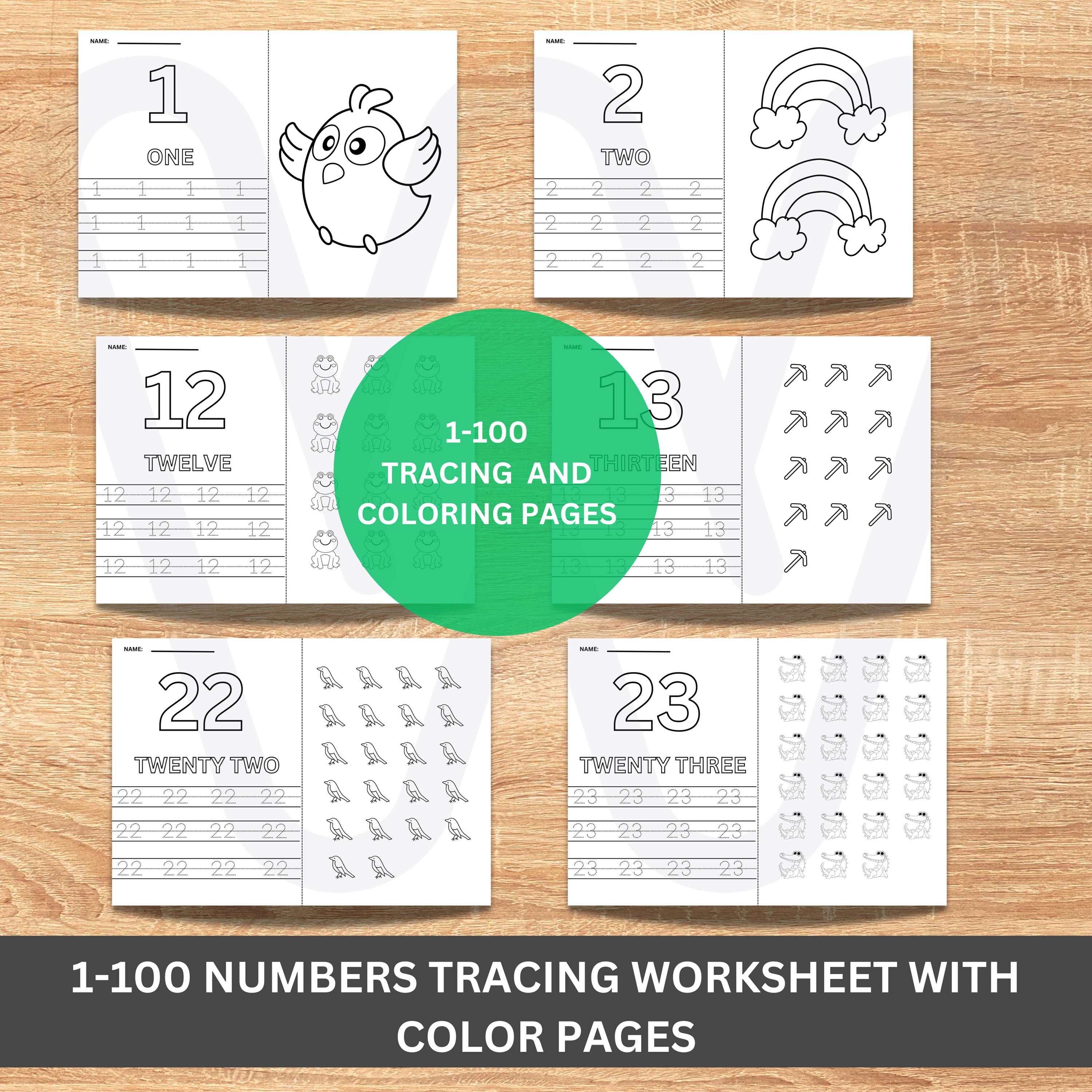 1-100 Numbers Writing Tracing Worksheets, Traceable Numbers, Preschool ...
