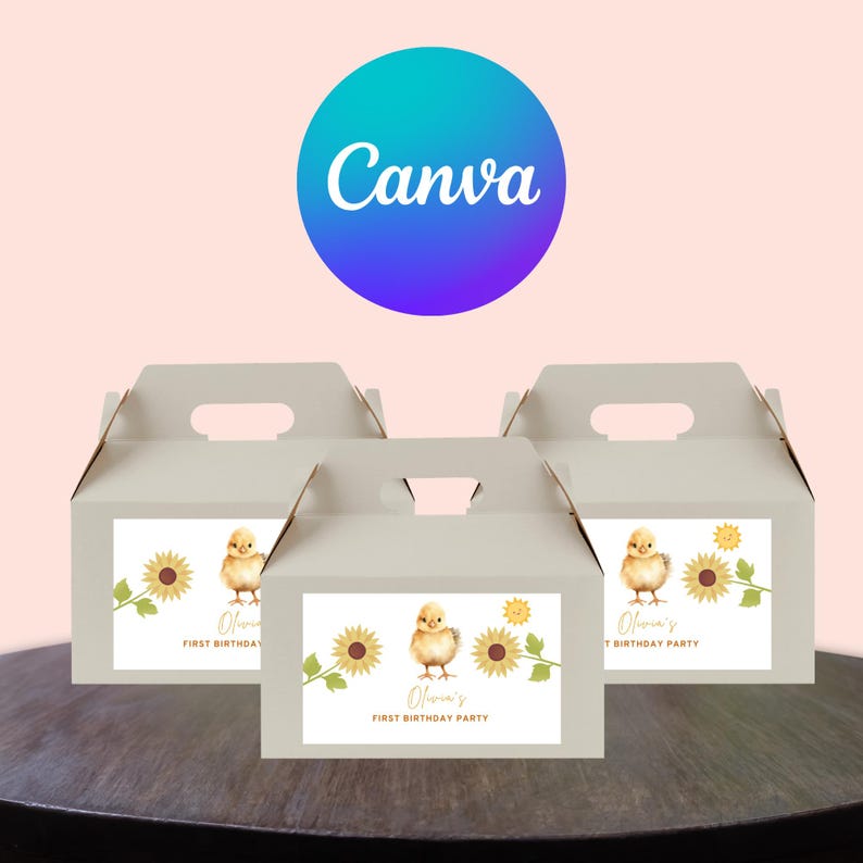 Chicken Birthday Gable Box Label Personalized Printable Chick Hen Party ...