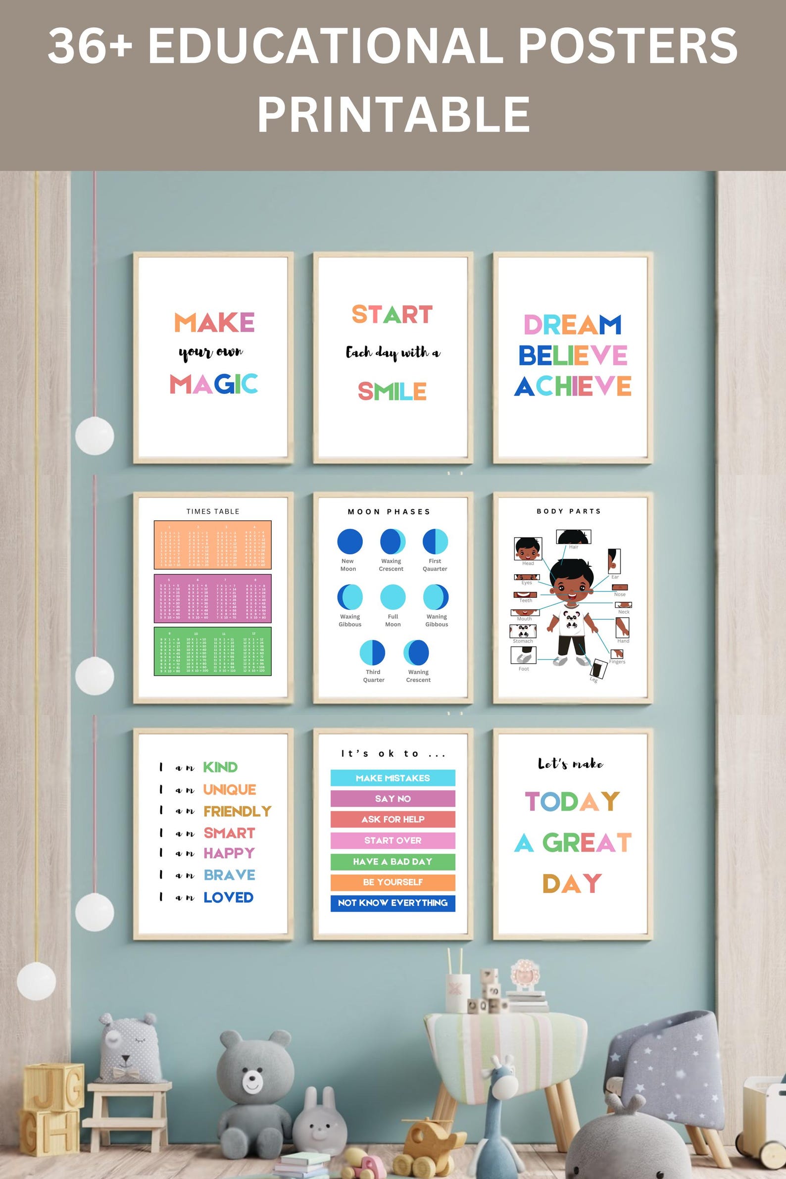 38 Classroom Decor Bundle Set, English Homeschool Educational Posters ...