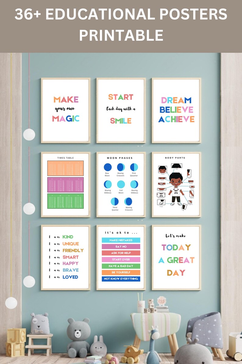 38 Classroom Decor Bundle Set, English Homeschool Educational Posters ...