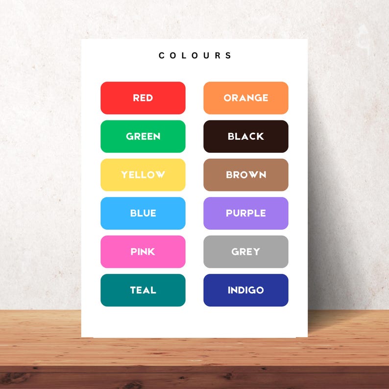 Colors Poster, Classroom Decor, Educational Poster, Colours Educational ...