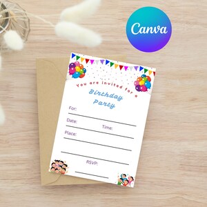 Blank Birthday Invitation Template PDF Instant Download Fill in Blank ...