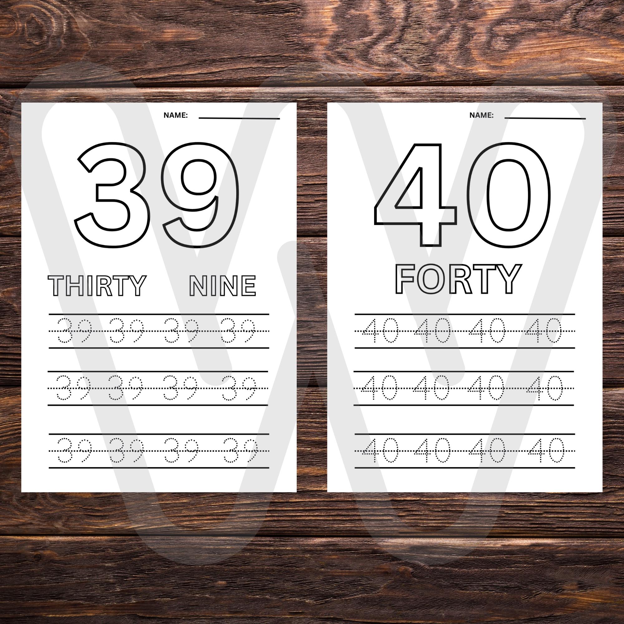 40 Number Tracing Worksheets, Traceable Numbers, Preschool Worksheets ...