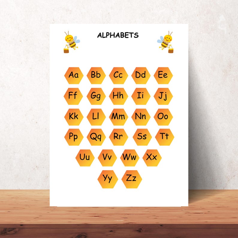 ABC Alphabets Poster Kindergarten Printable Instant Download PDF honey ...