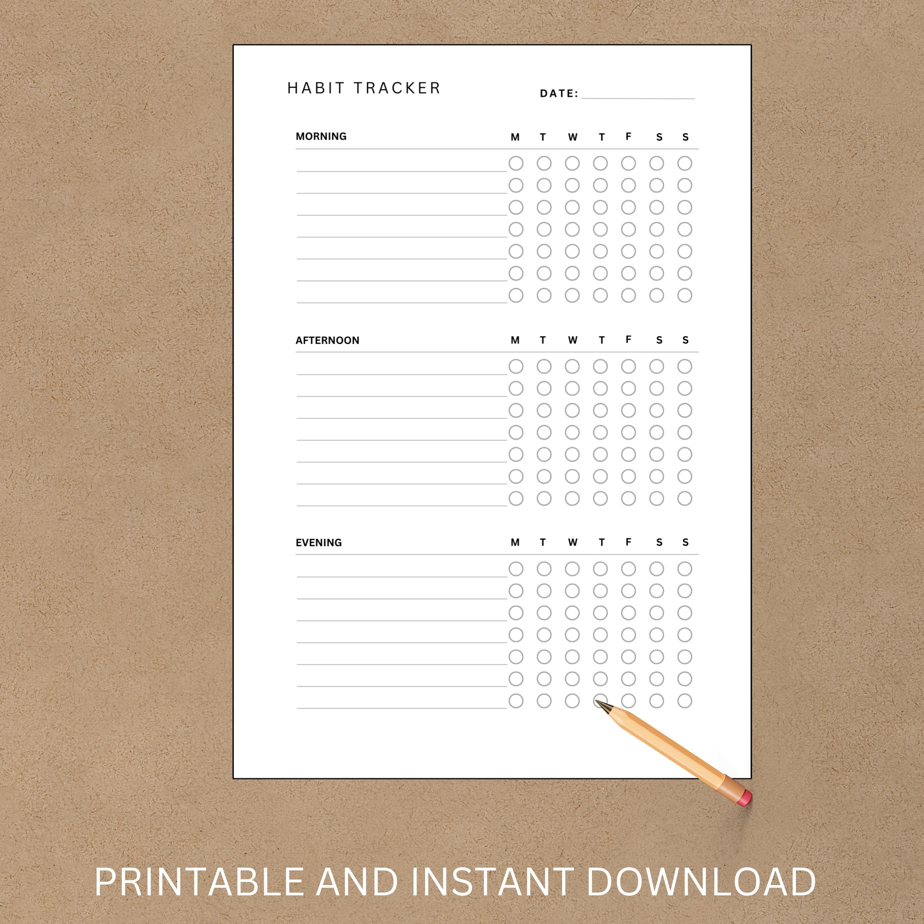 Printable Daily Habit Tracker Fillable, Daily Routine Planner, Monthly ...