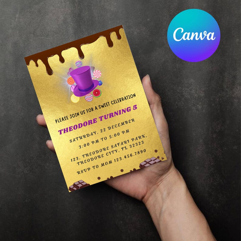 Golden Ticket Birthday Invitation Tamplate, Charlie Chocolate Factory ...