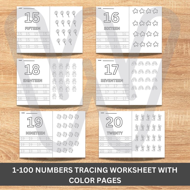 1-100 Numbers Writing Tracing Worksheets, Traceable Numbers, Preschool ...