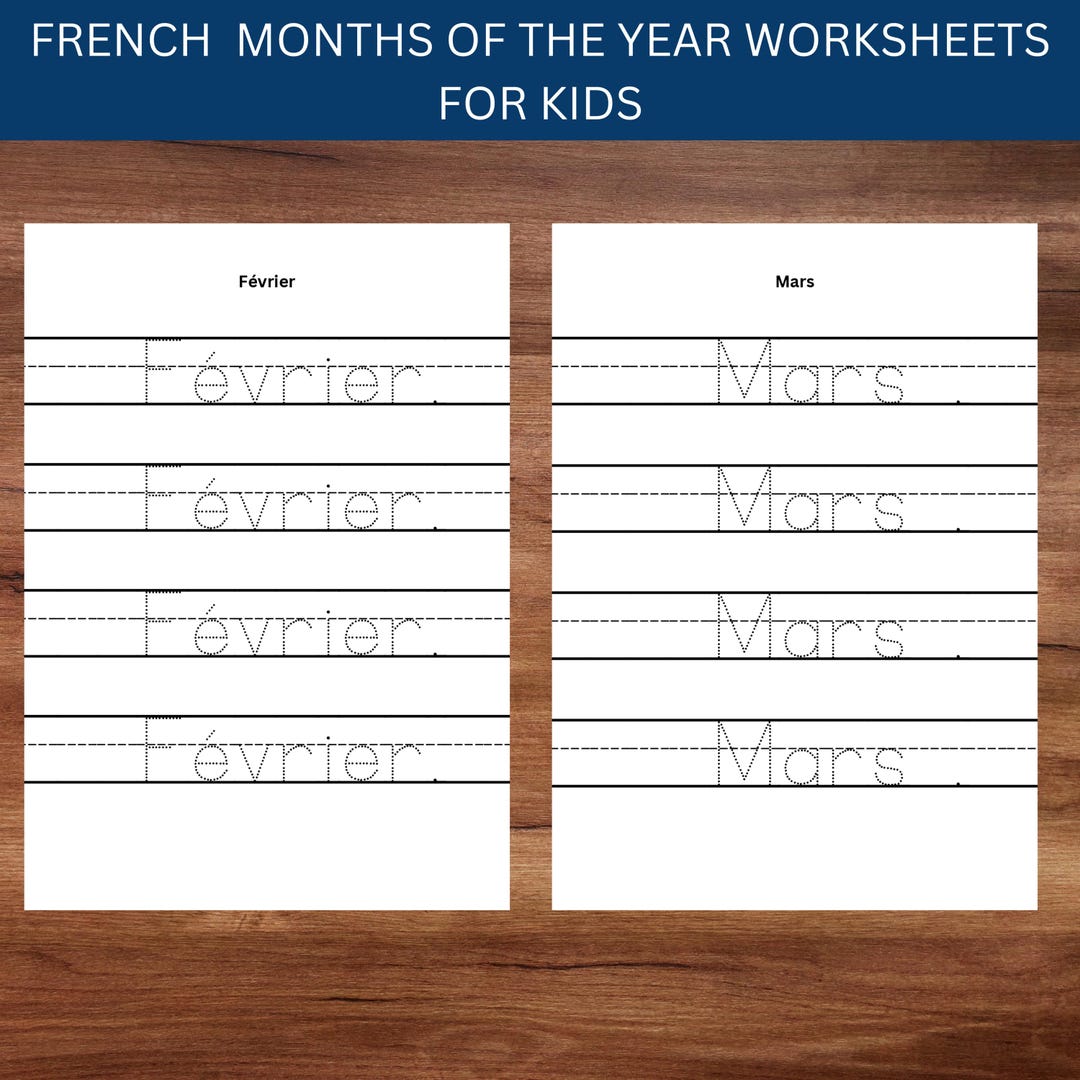 French Months of the Year Tracing Worksheet Printable Handwriting ...