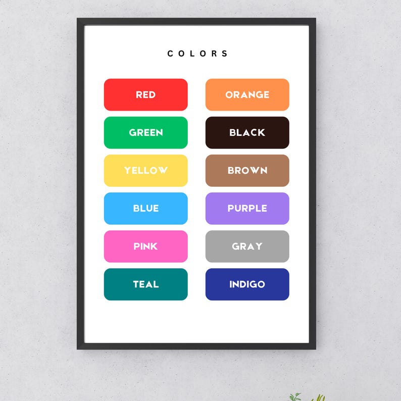 Colors Poster, Classroom Decor, Educational Poster, Colours Educational ...