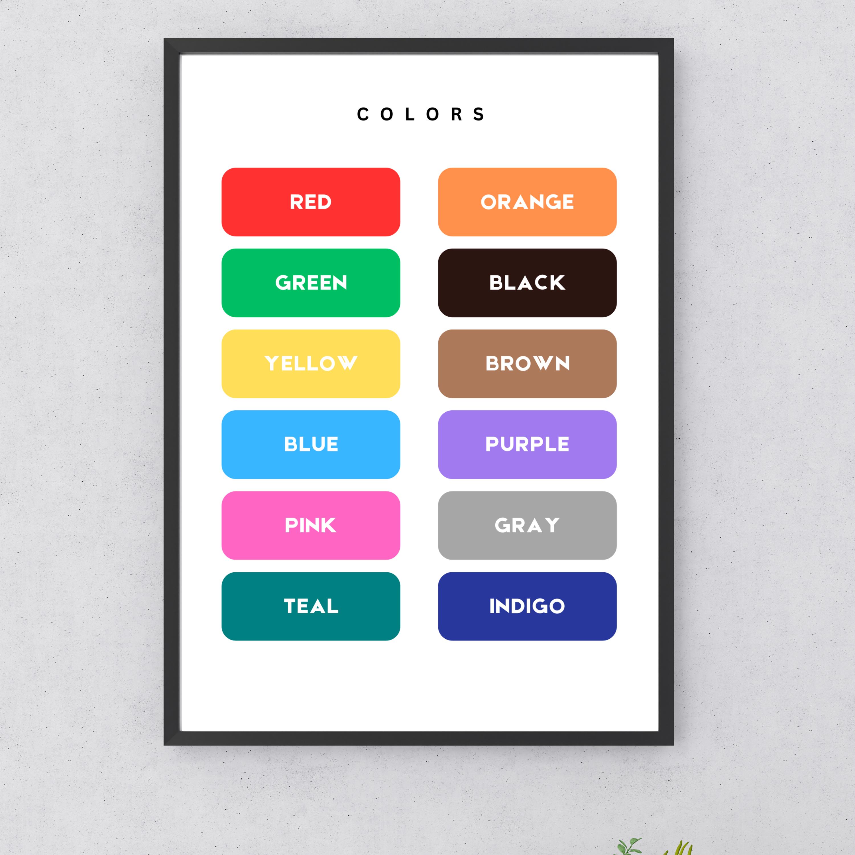 Colors Poster, Classroom Decor, Educational Poster, Colours Educational ...