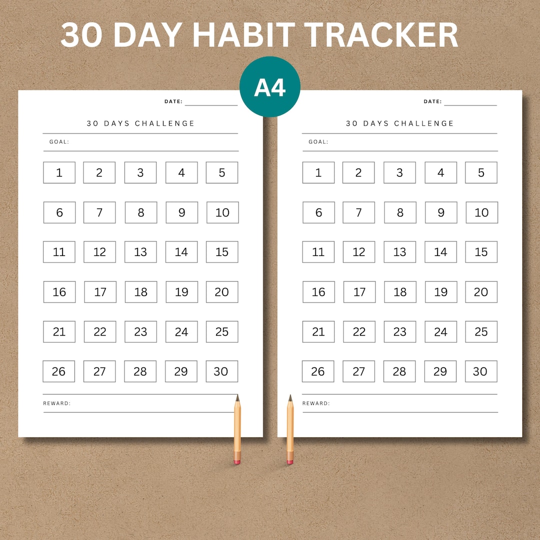 Printable 30 Day Challenge, Goal Setting, Progress Tracker, Habit ...