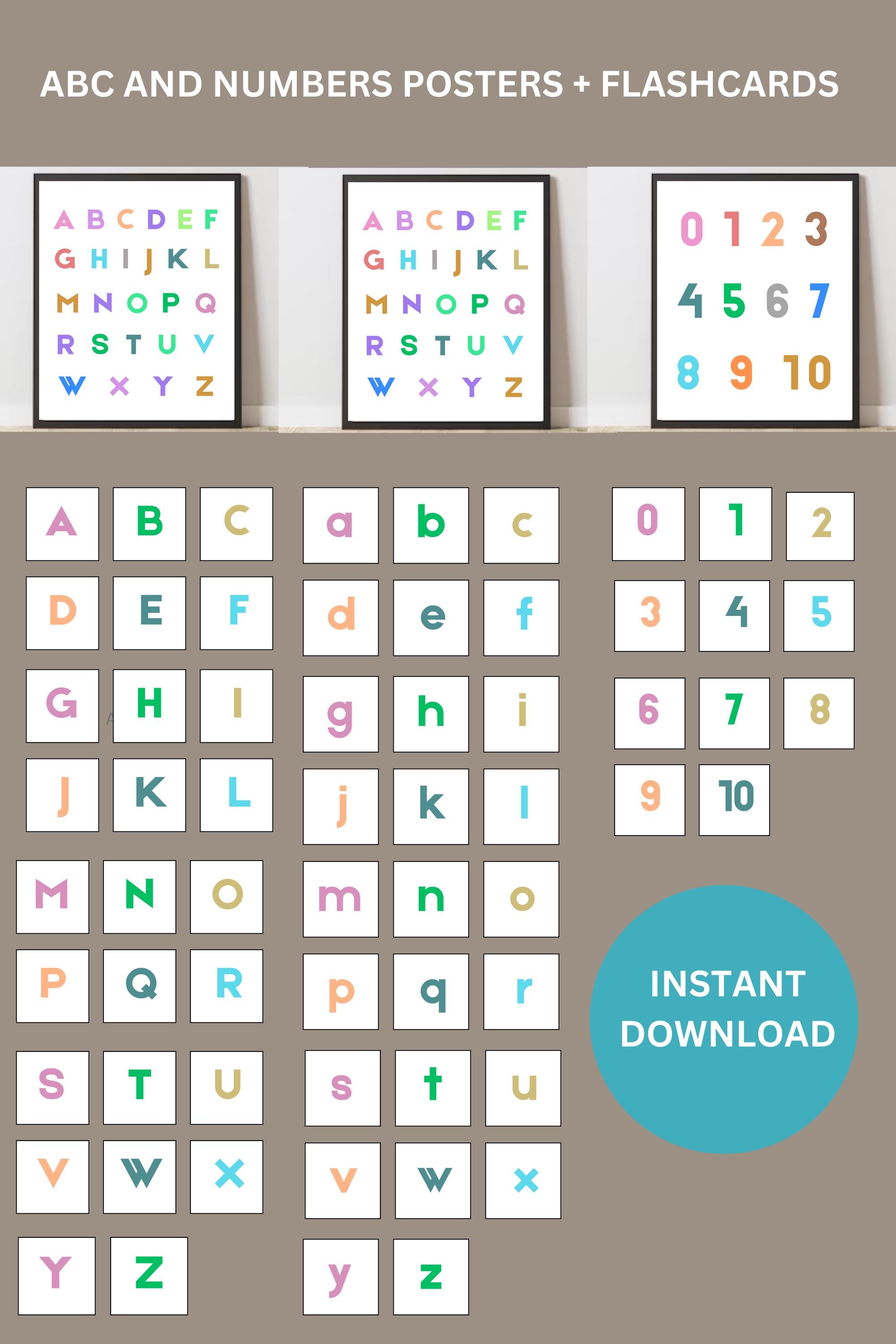 Set of 3 Educational Posters Print With Flashcards Wall Art Poster With ...