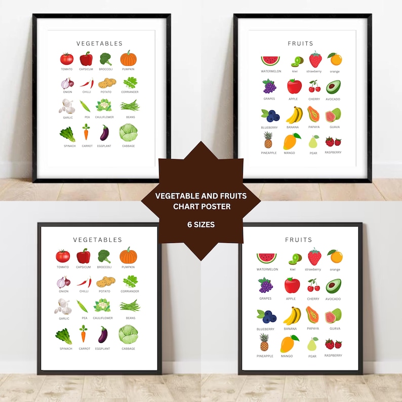 Printable Vegetables and Fruits Educational Posters, Classroom Decor ...