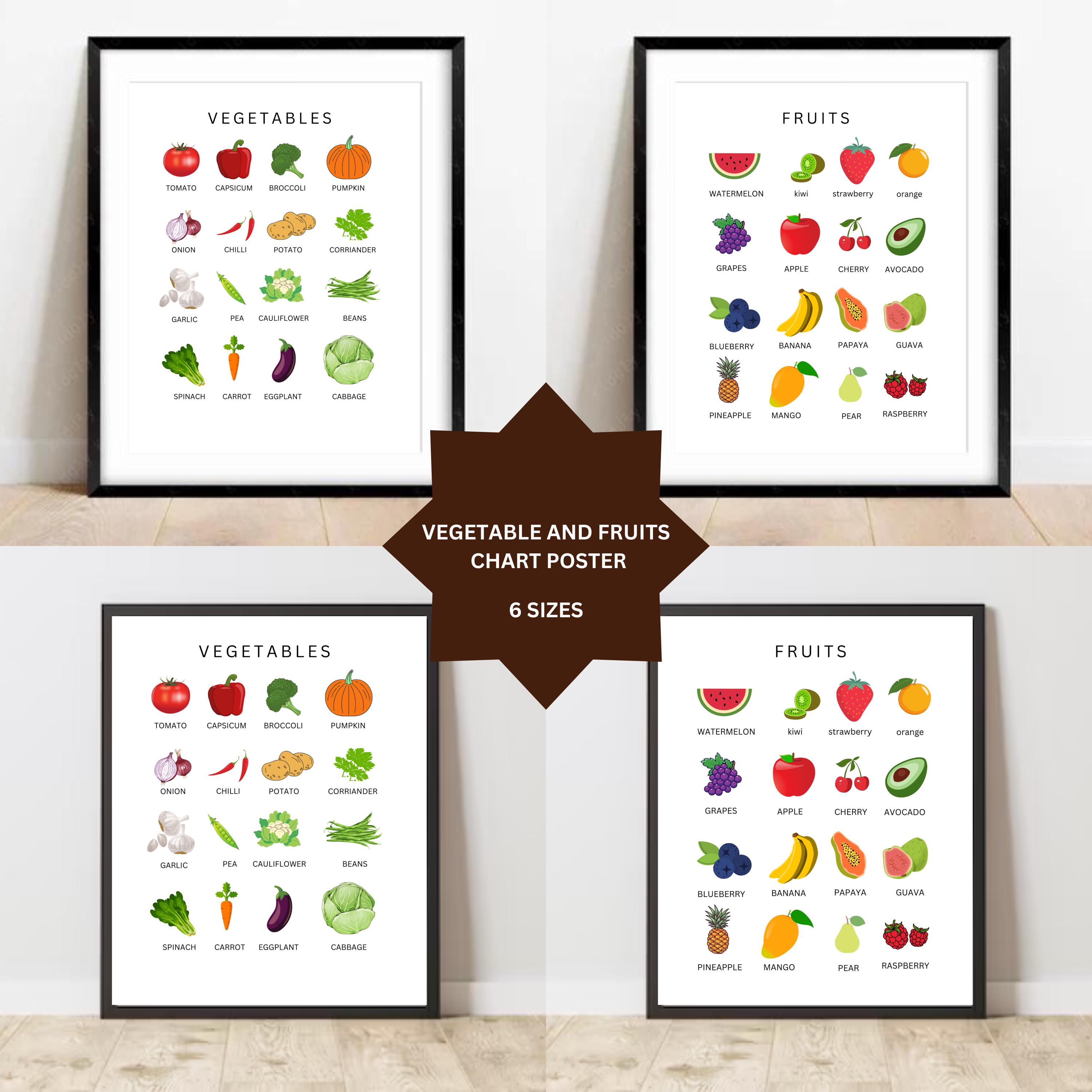 Printable Vegetables and Fruits Educational Posters, Classroom Decor ...