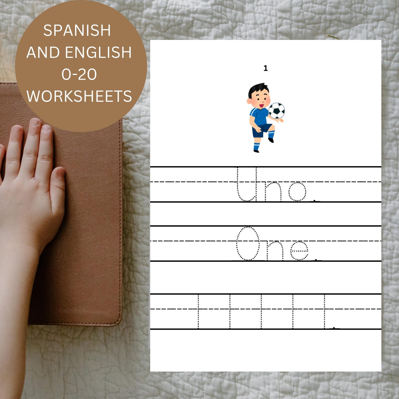 0-20 Number Tracing Worksheets Bilingual English and Spanish Traceable ...