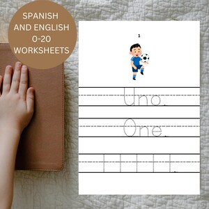 0-20 Number Tracing Worksheets Bilingual English and Spanish Traceable ...