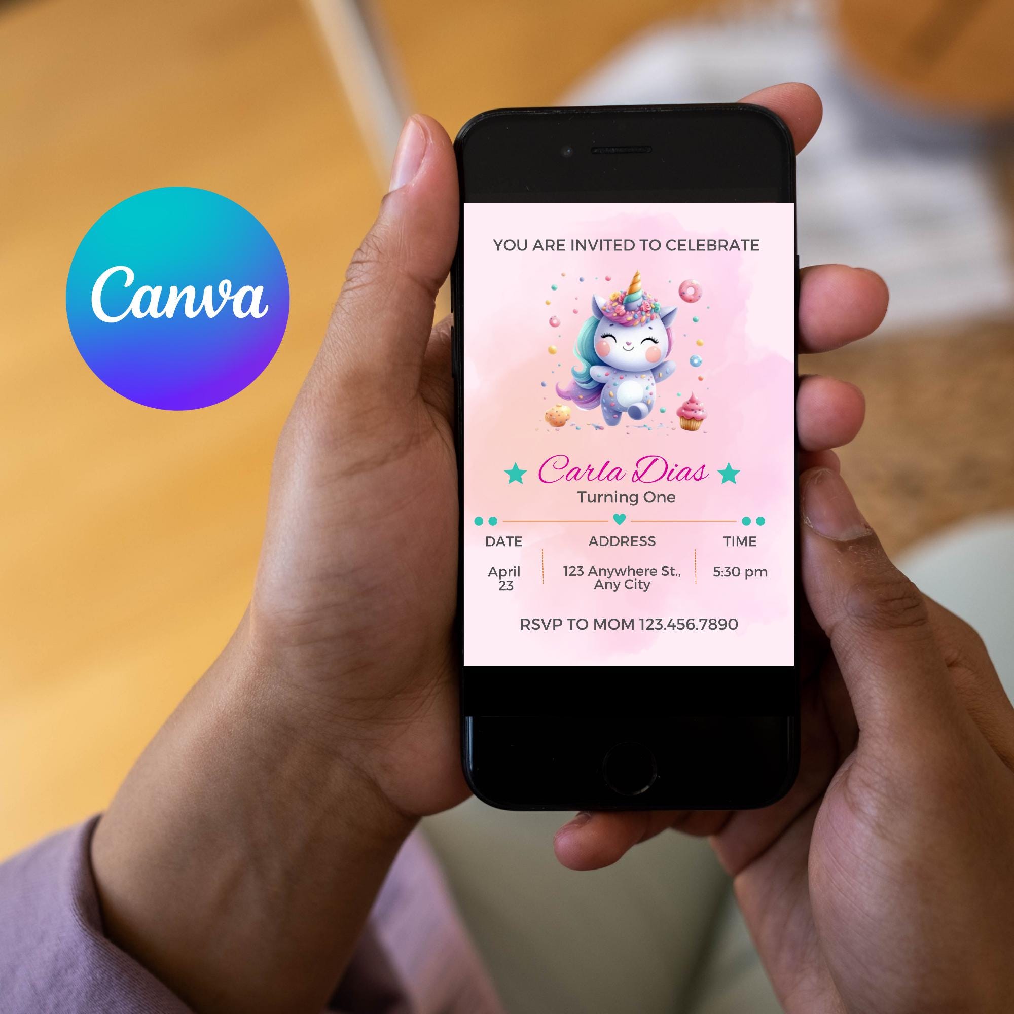 Editable Unicorn Birthday Invitation Rainbow Unicorn Digital Download ...