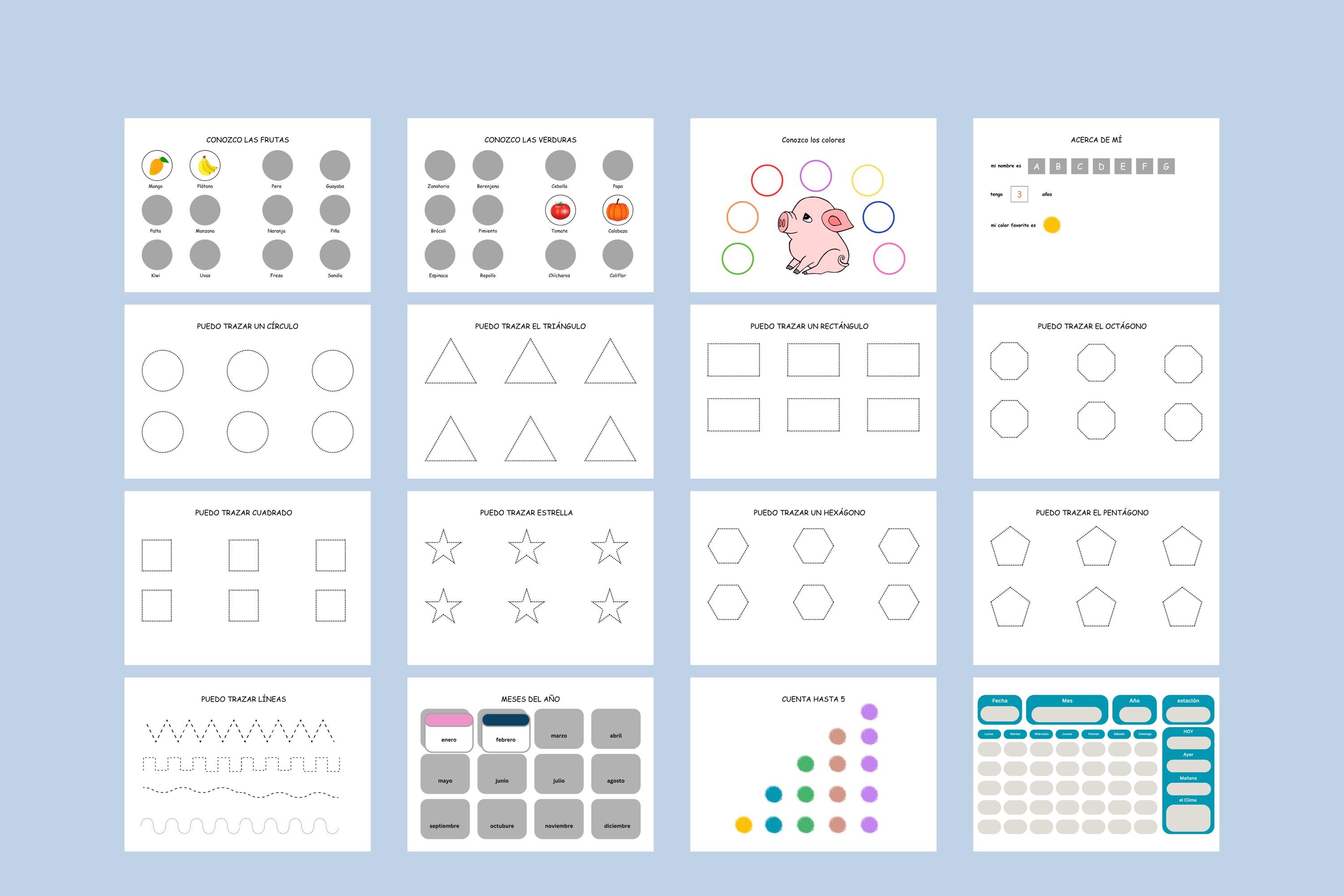 Spanish Busy Book Printable, Spanish Toddler Learning Binder, Preschool ...