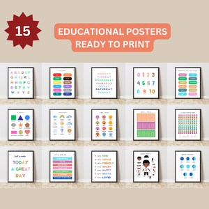 Educational Posters Set, 15 Homeschool Prints, Montessori Classroom ...