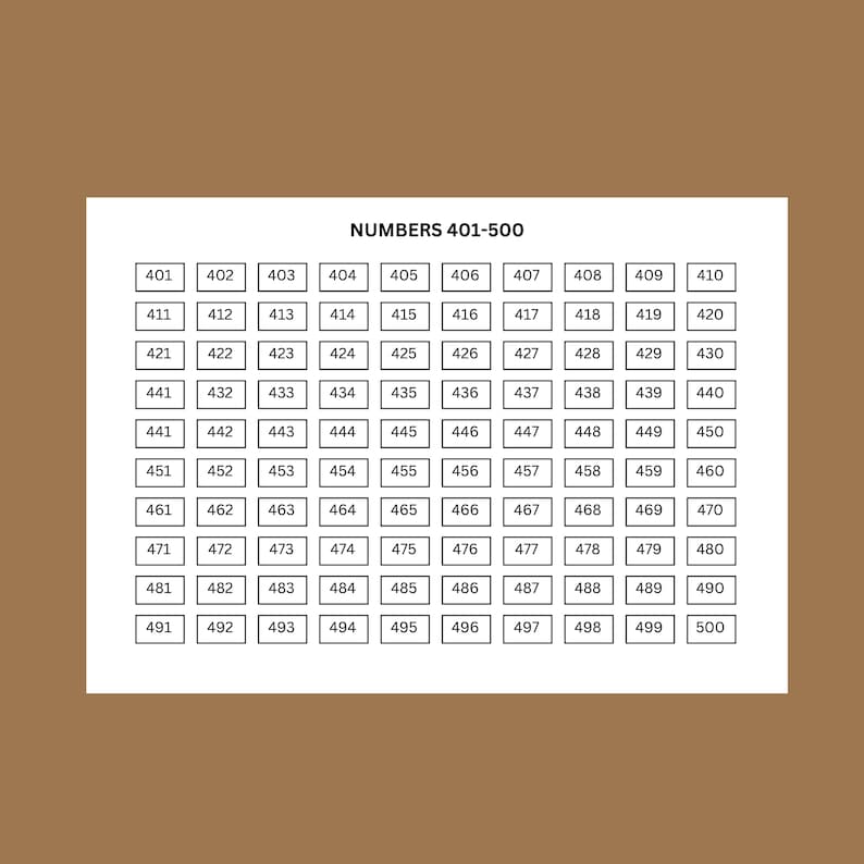 Number Charts 1-1000 Numbers 1-1000 Printable Numbers and Counting Math ...