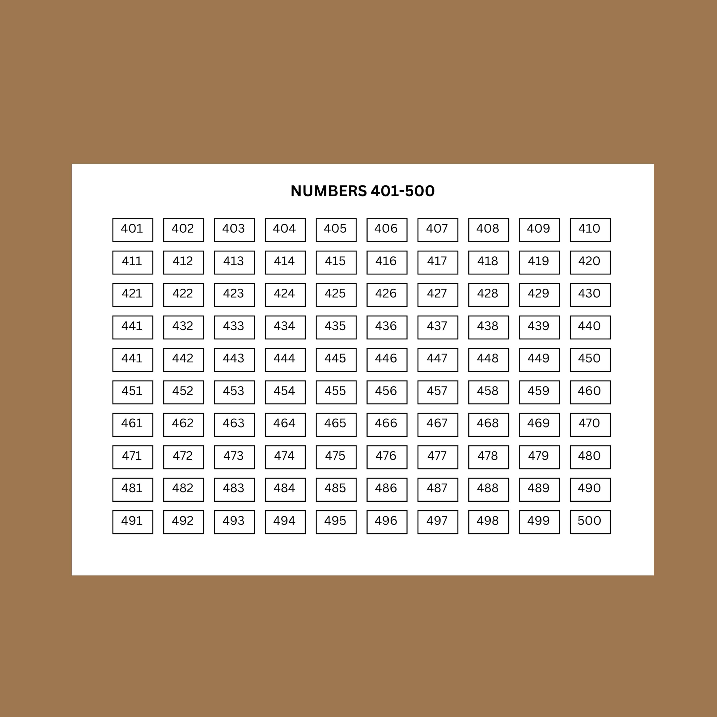 Number Charts 1-1000 | Numbers 1-1000 Printable | Numbers and Counting ...